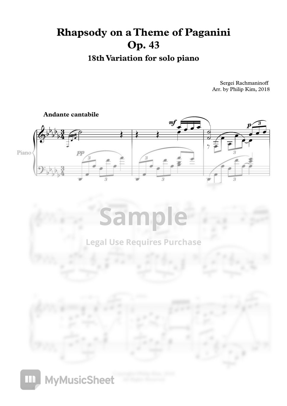 Sergei Rachmaninoff - Rhapsody on a Theme of Paganini 18th Variation ...