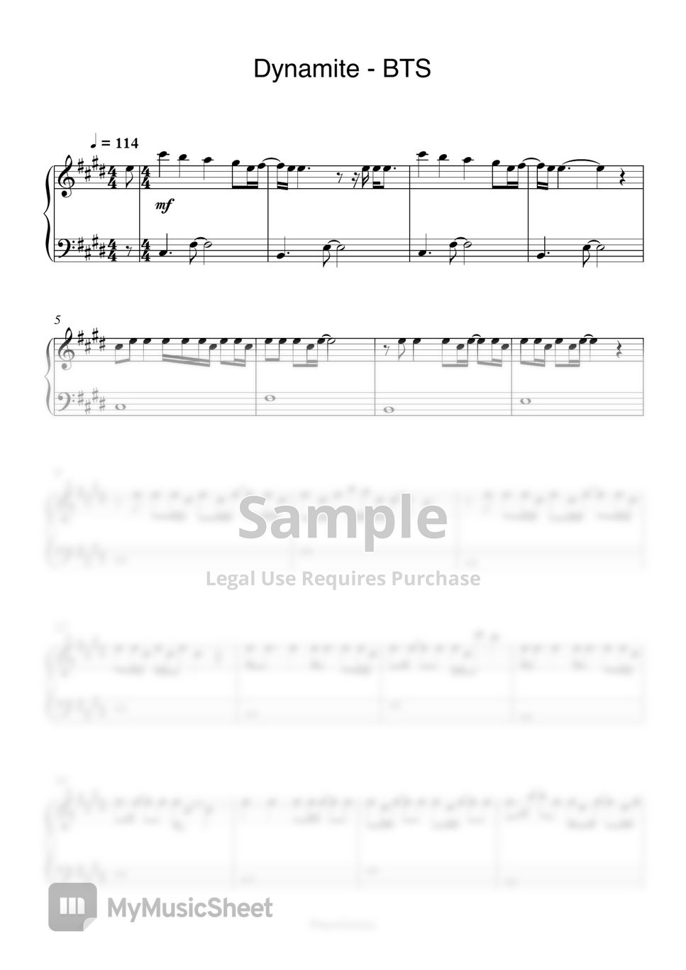 BTS - Dynamite 악보 by PianoGenius