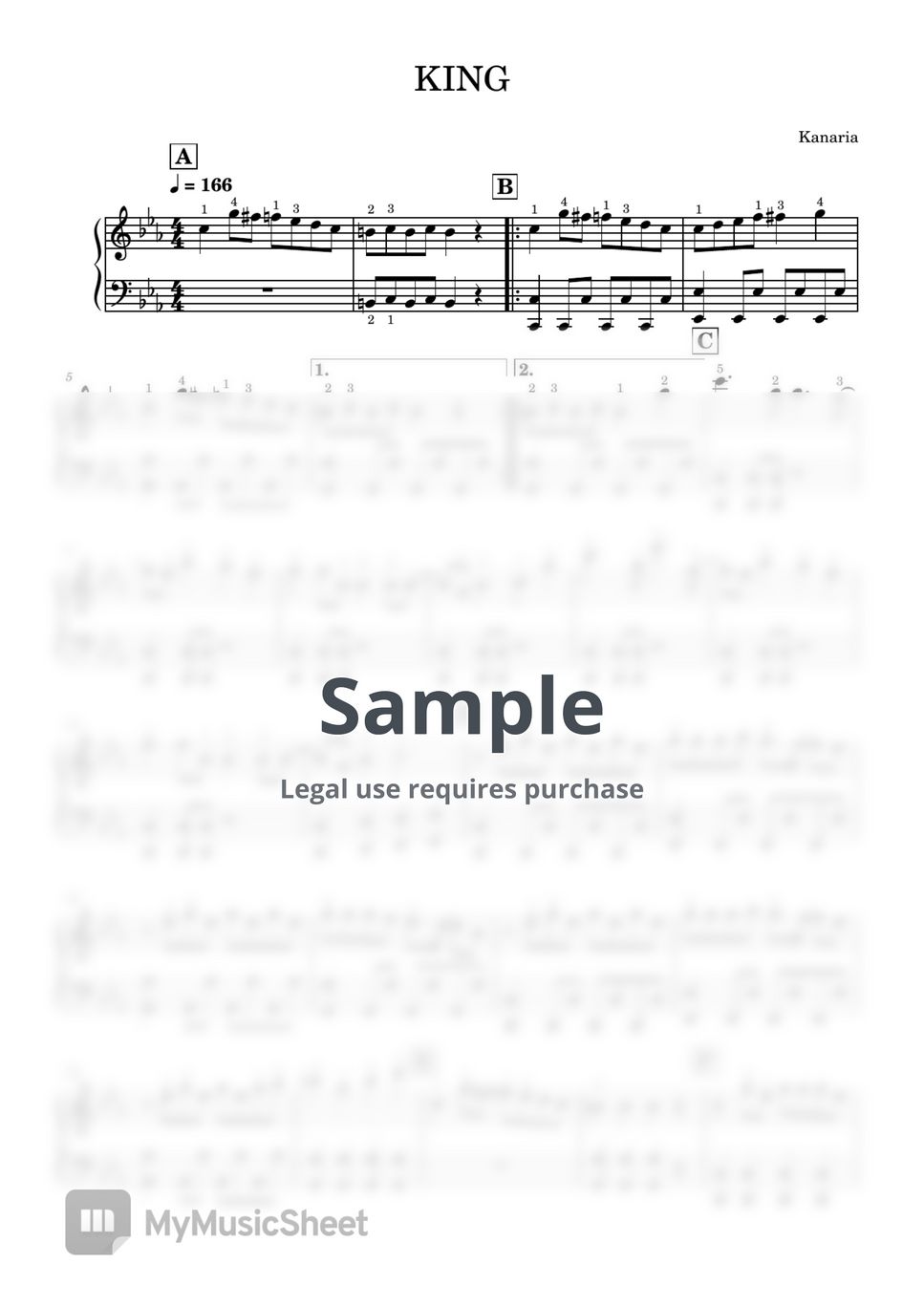 Kanaria - KING Sheet Music by Chen Diu