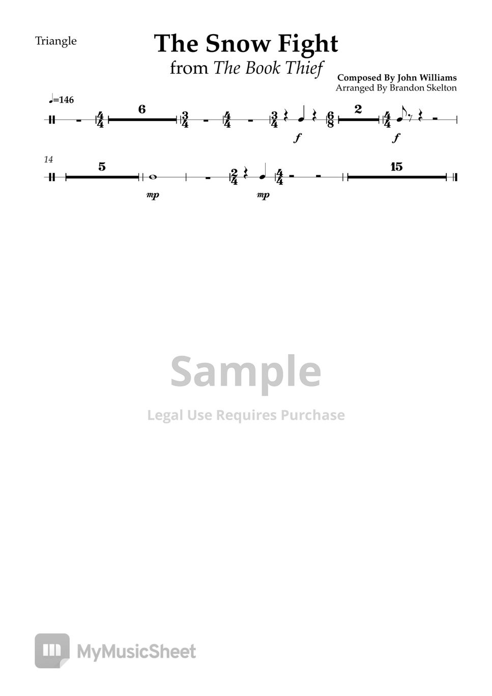 John Williams - The Snow Fight (Parts) 악보 by Brandon Skelton