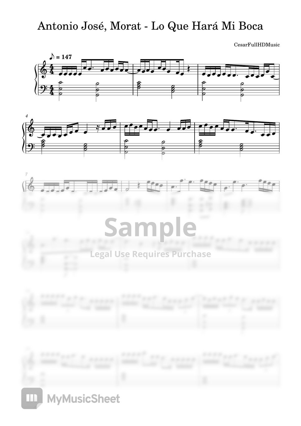 Antonio José & Morat - Lo Que Hará Mi Boca Sheet Music