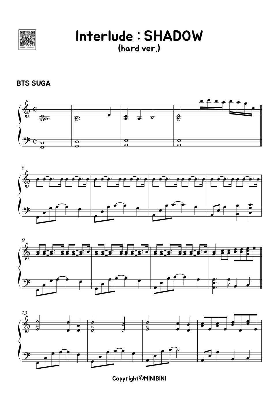 BTS SUGA - Interlude: Shadow (Hard Version) Sheet by MINIBINI