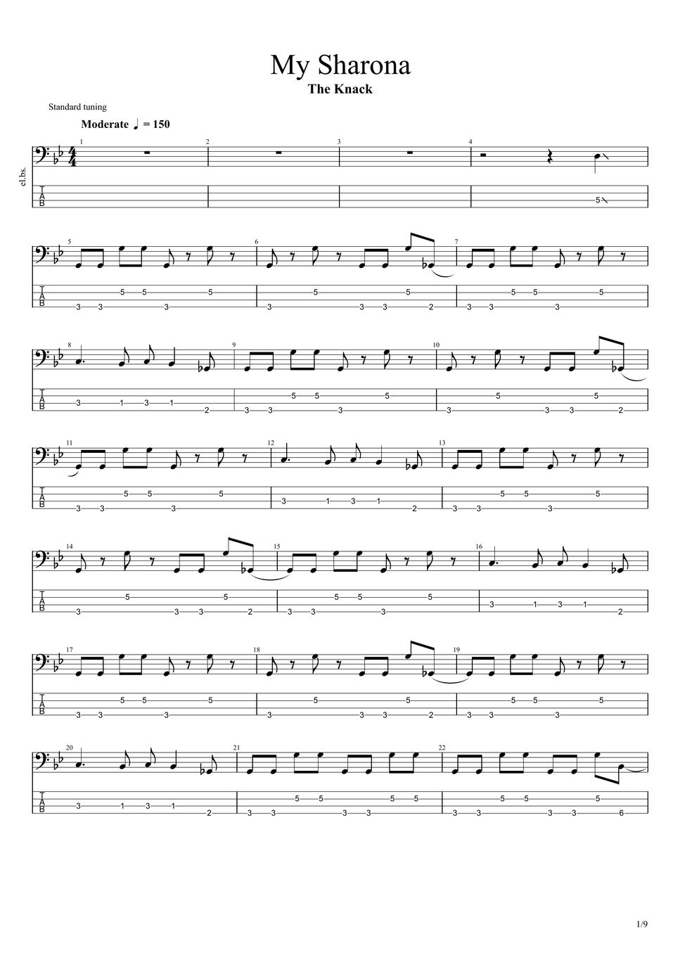 The Knack - My Sharona Sheets by pdb