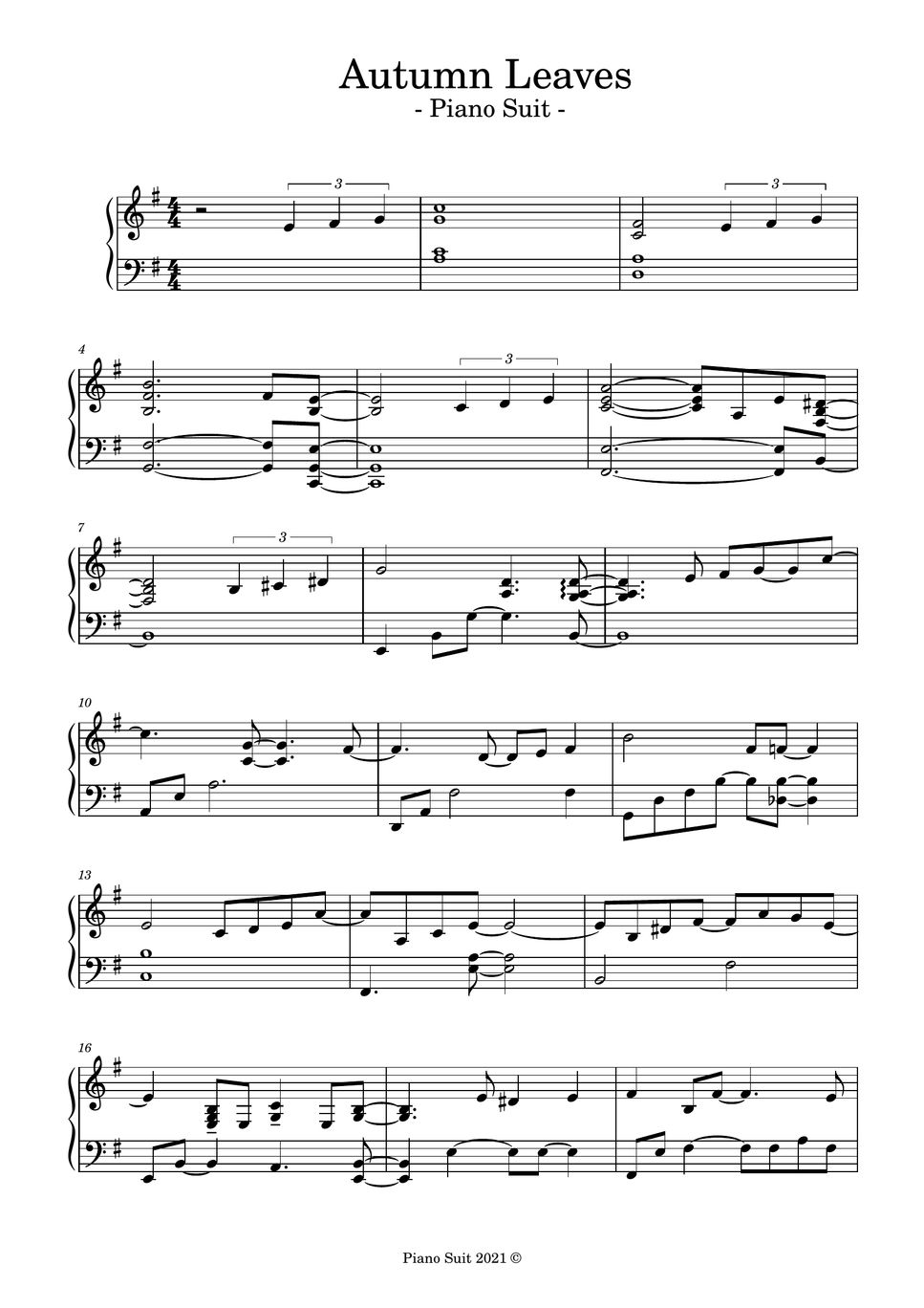 Eric Clapton - Autumn Leaves Sheets by Piano Suit