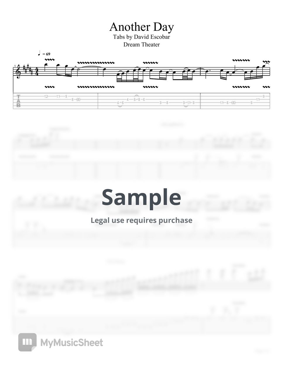 Dream Theater - Another Day Sheet Music by David Escobar