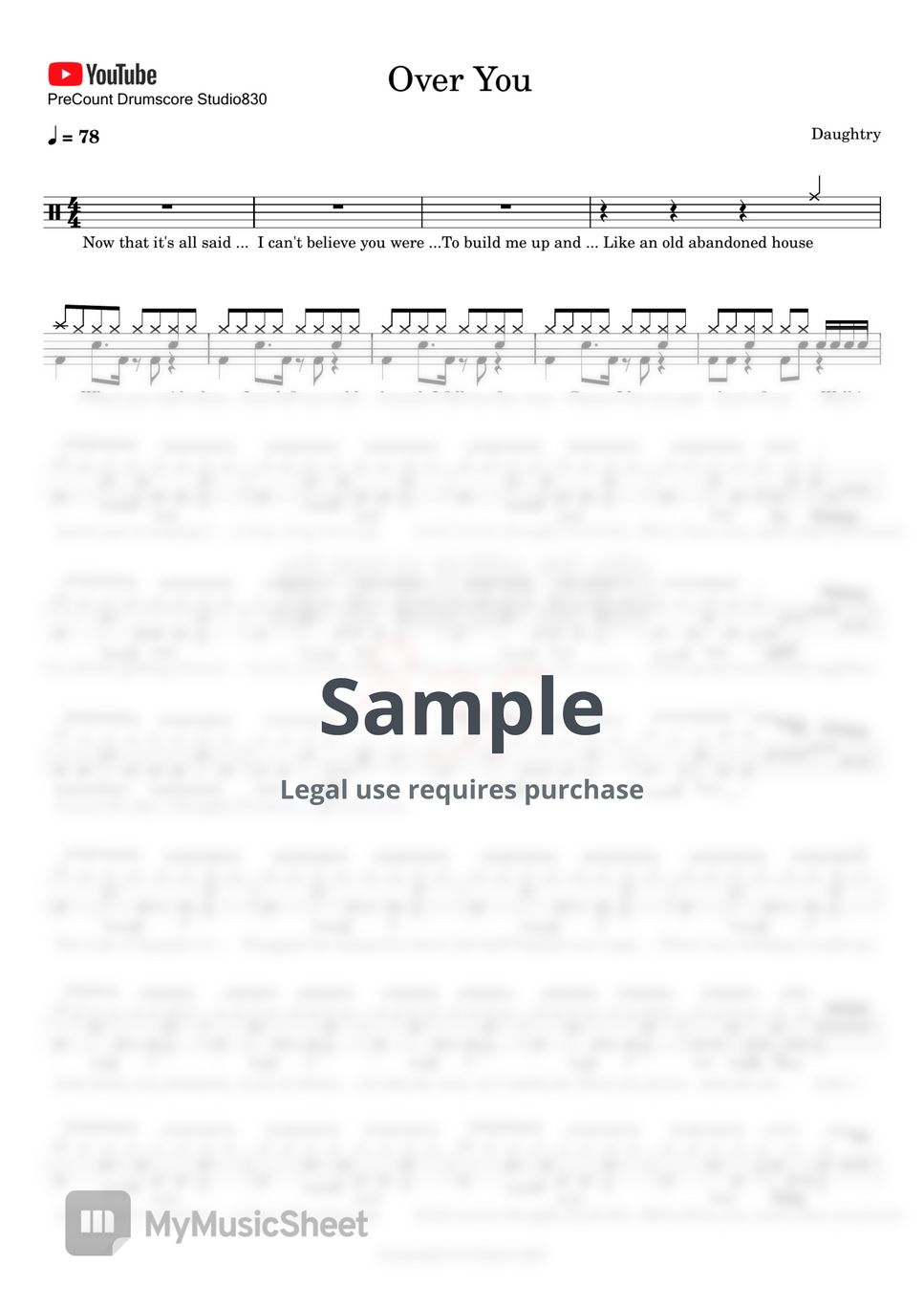 Daughtry - Over You Sheets by Studio830