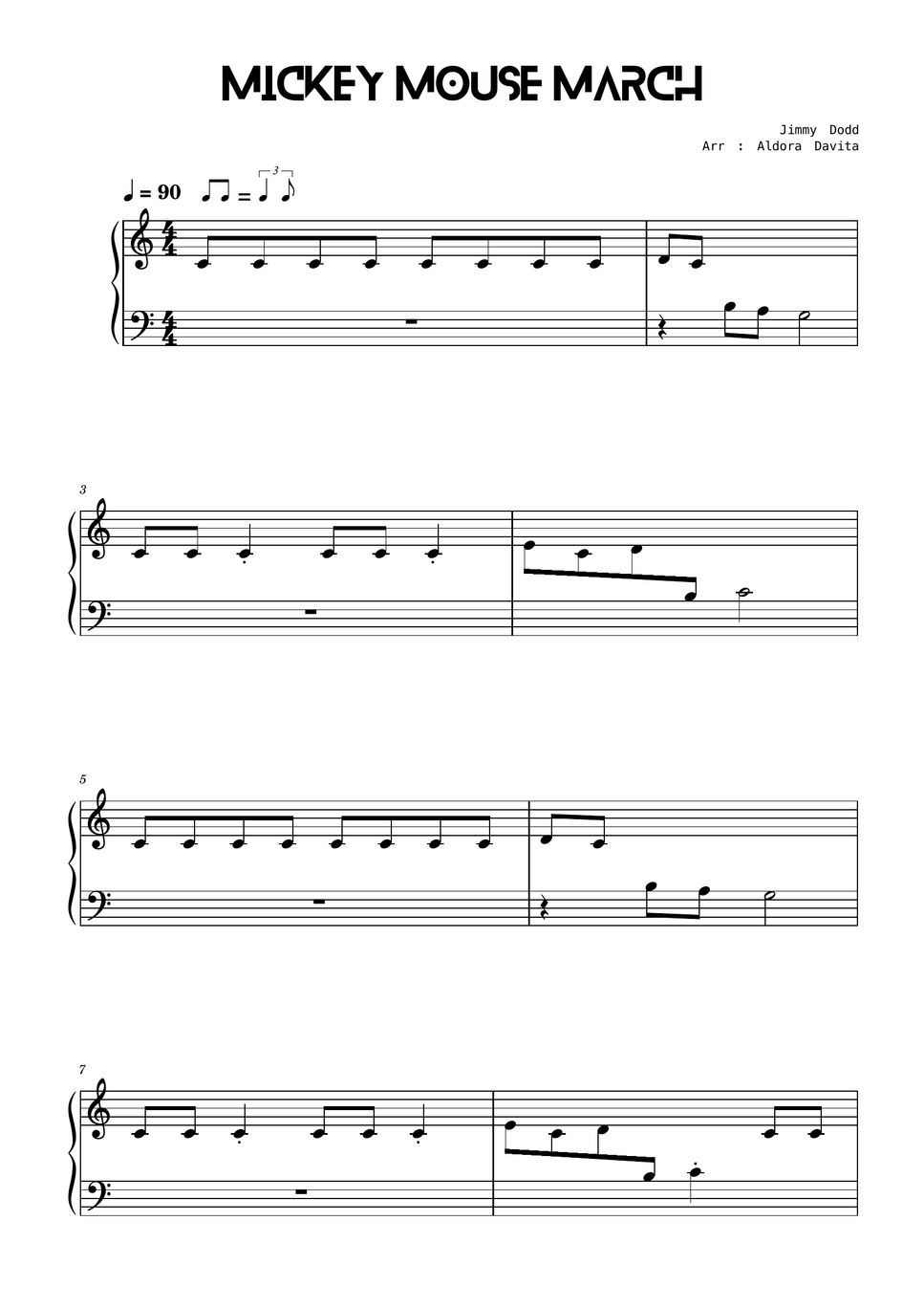 OST Mickey Mouse - Mickey Mouse March (Primer Level) Sheet by Aldora Davita