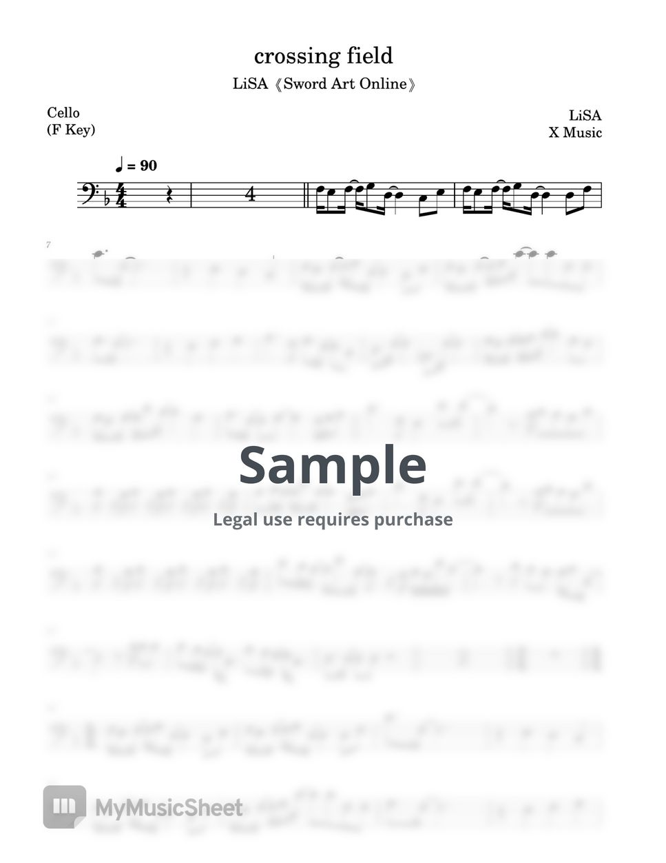 LiSA - crossing field (SAO/F.C Key/附伴奏連結(With Karaoke Links)/含簡譜) 楽譜 by ...