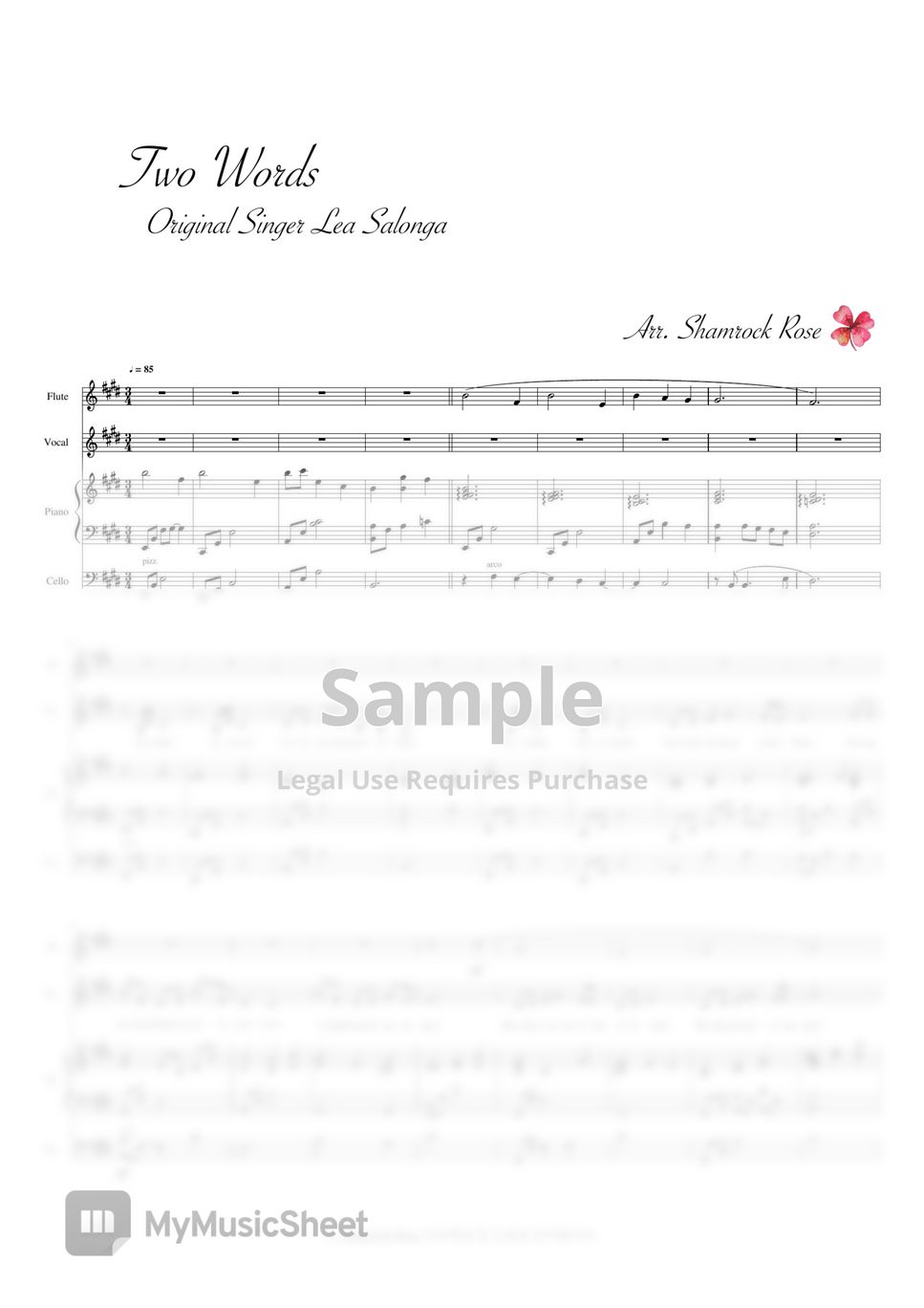 레아살롱가 (Lea Salonga) - Two Words (EM/F#M) (Ensemble 앙상블) Sheet Music by 샴록로즈