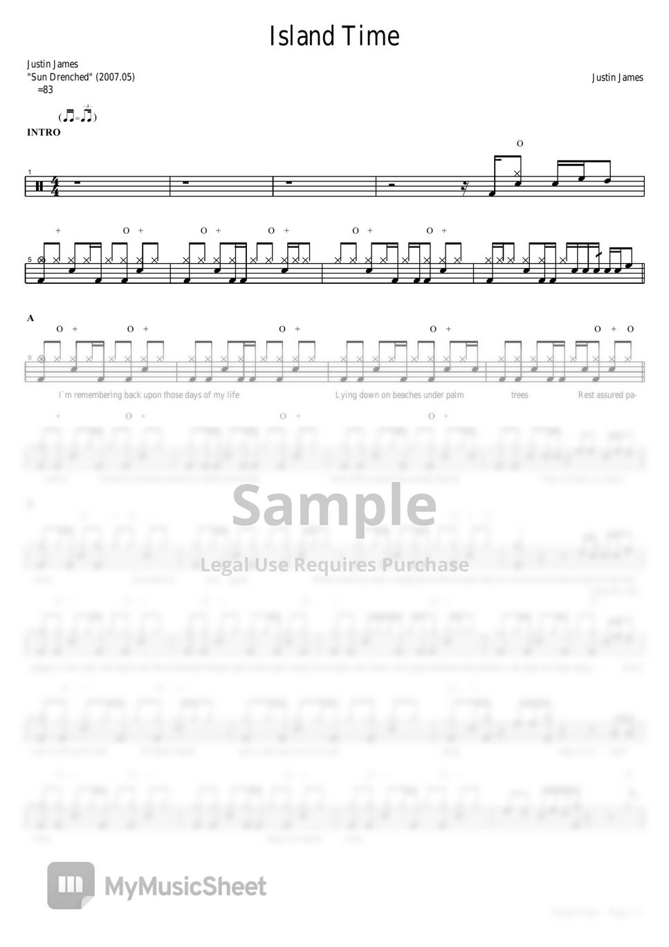 Justin James - Island Time 악보 by COPYDRUM