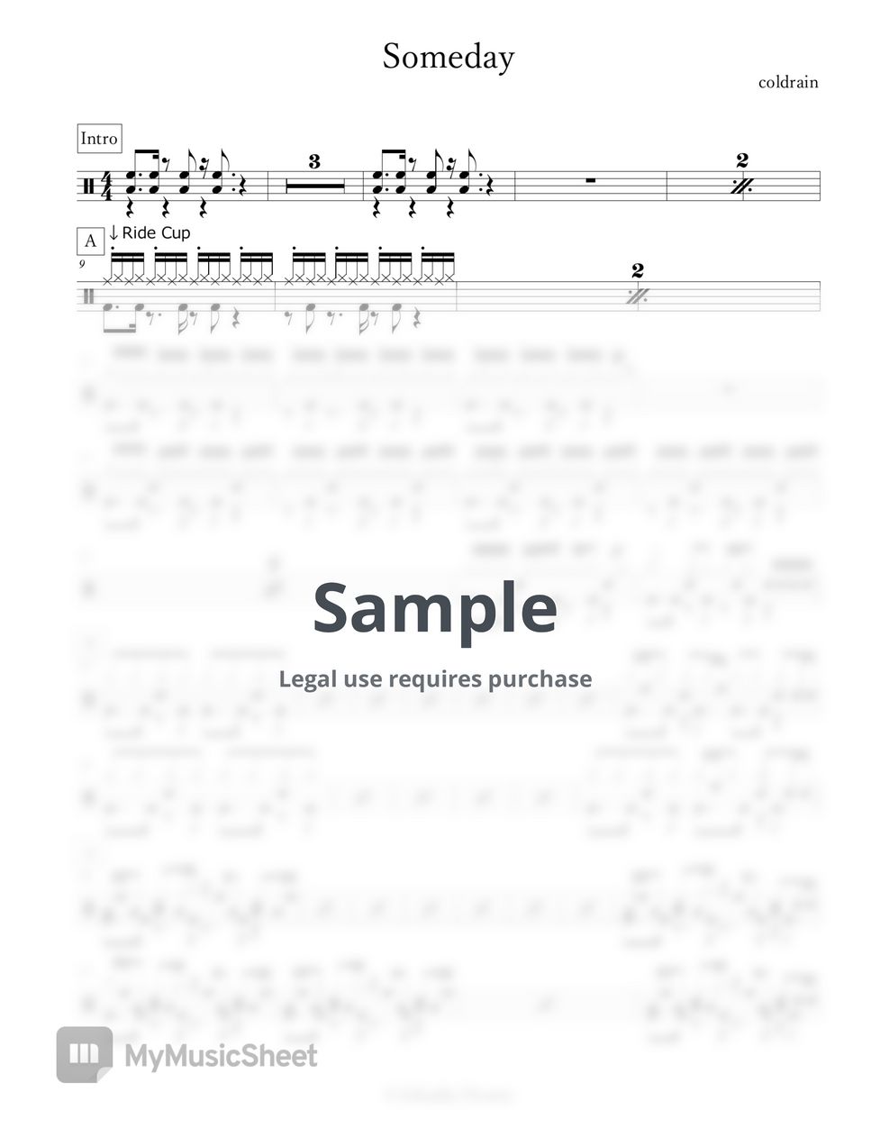 coldrain - Someday Sheets by Arkadia Drums