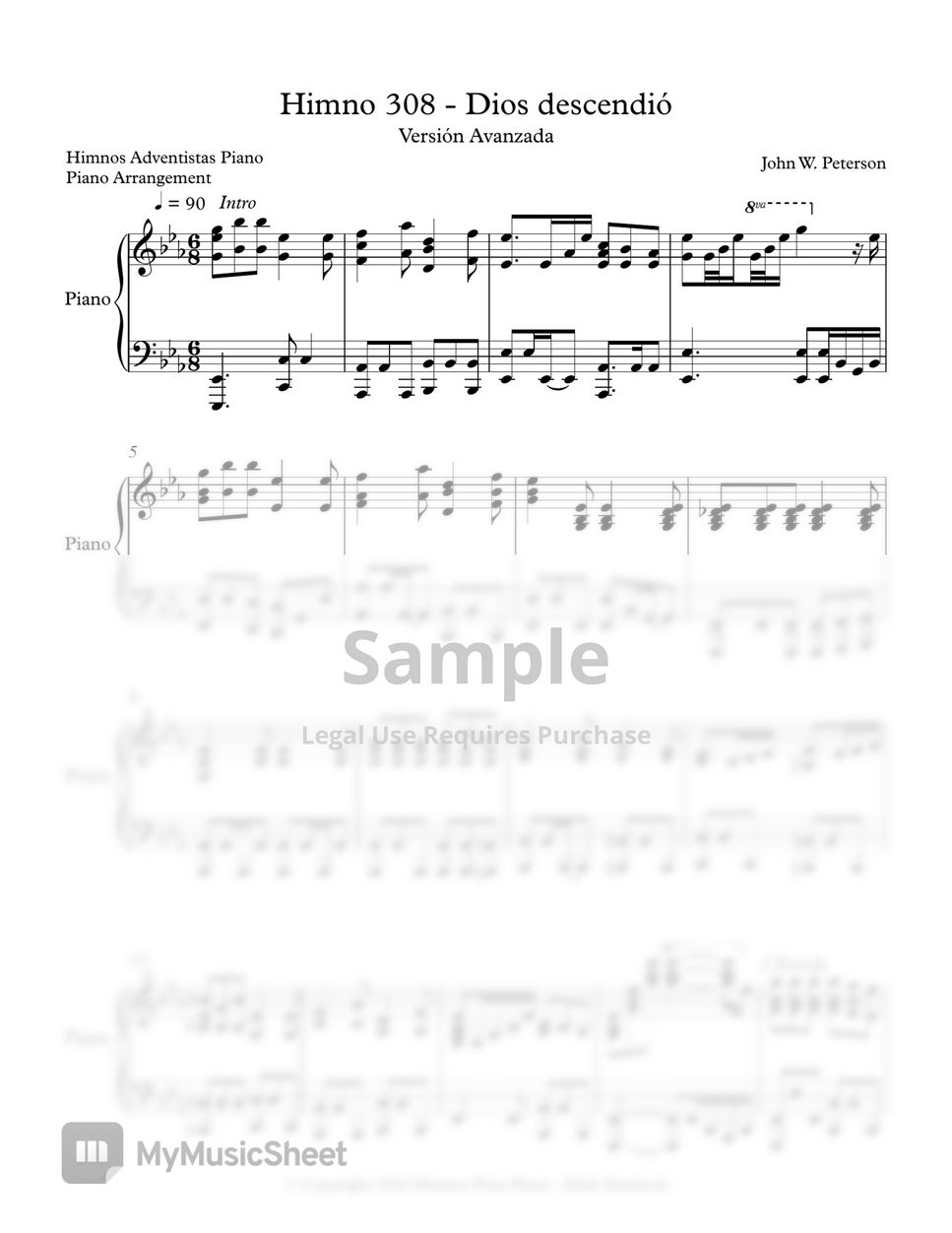 Himnario Adventista - Dios descendió - Avanzada (Himno 308) Partitura ...