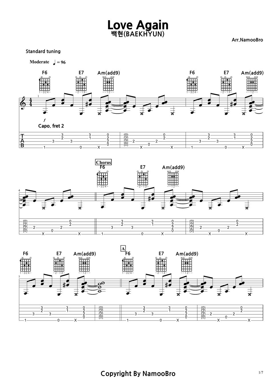 BAEKHYUN(백현) - Love Again TAB by NamooBro