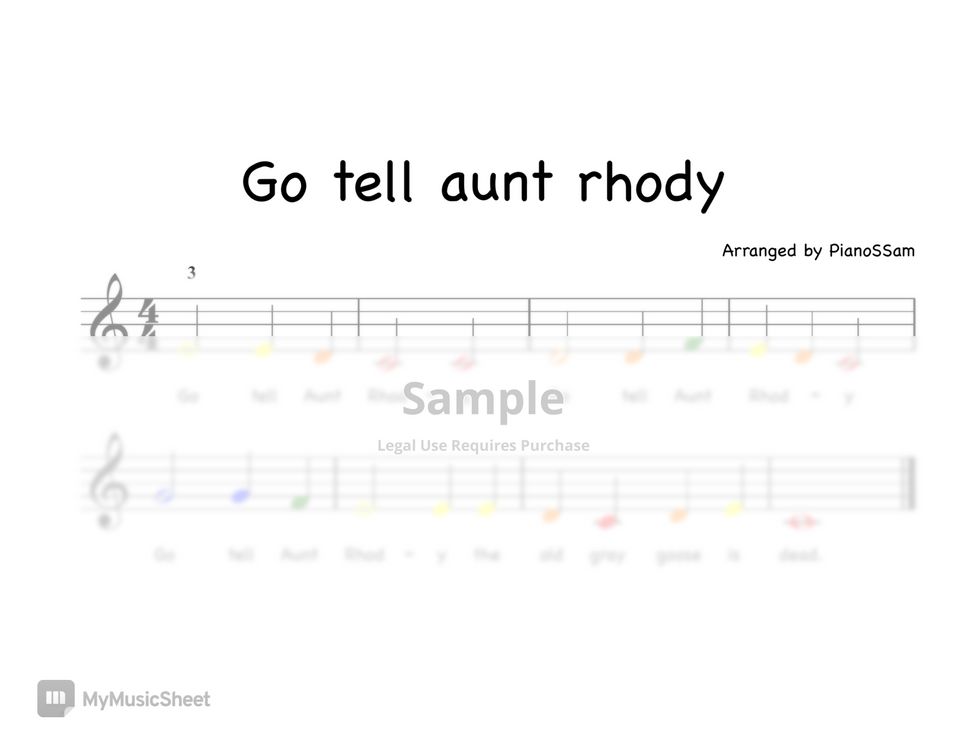 Children's song - Go tell aunt rhody (Level 1) Sheet Music by PianoSSam