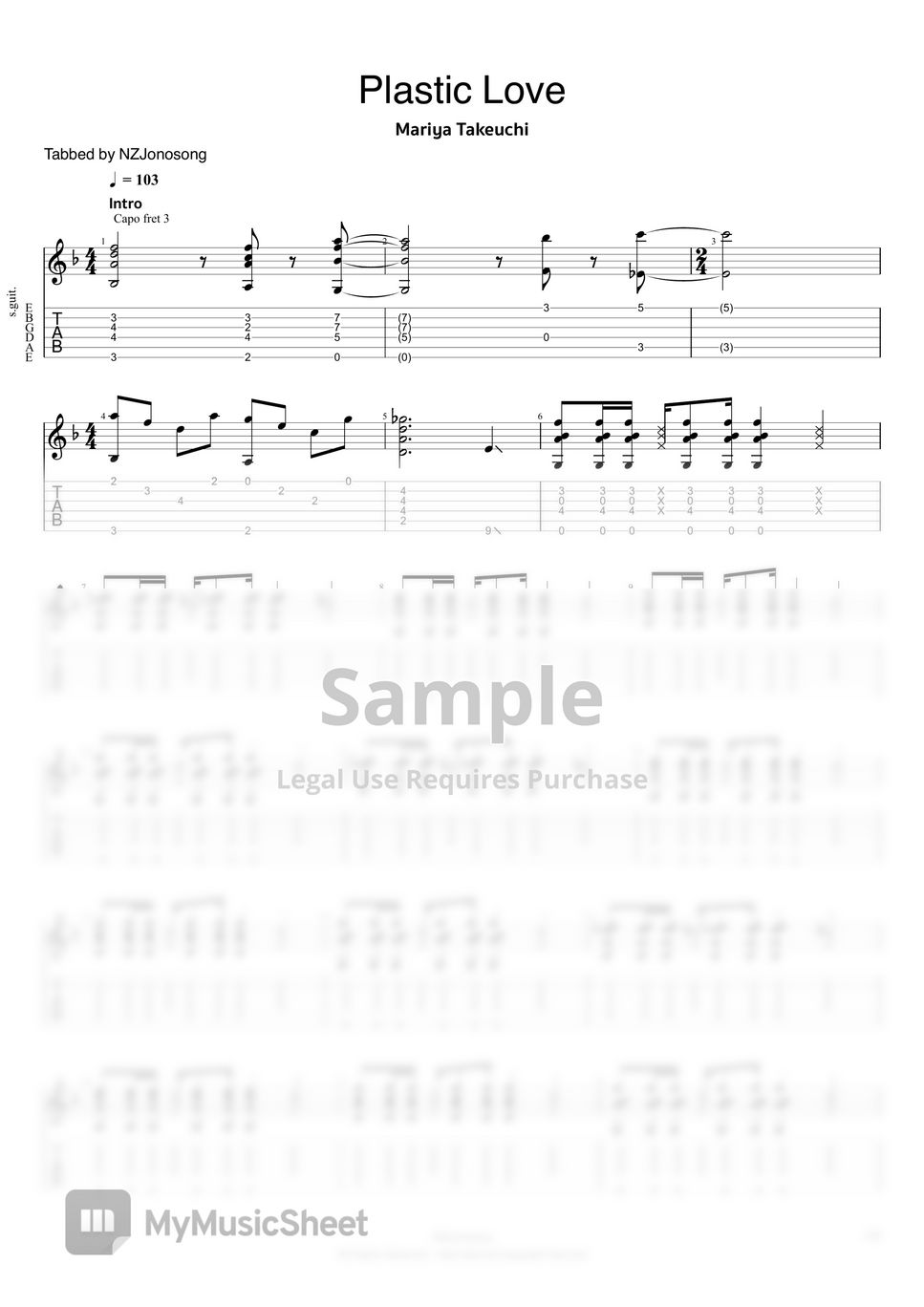 Maria Takeuchi - Plastic Love (Normal, 8/10) Sheet Music by NZJonosong