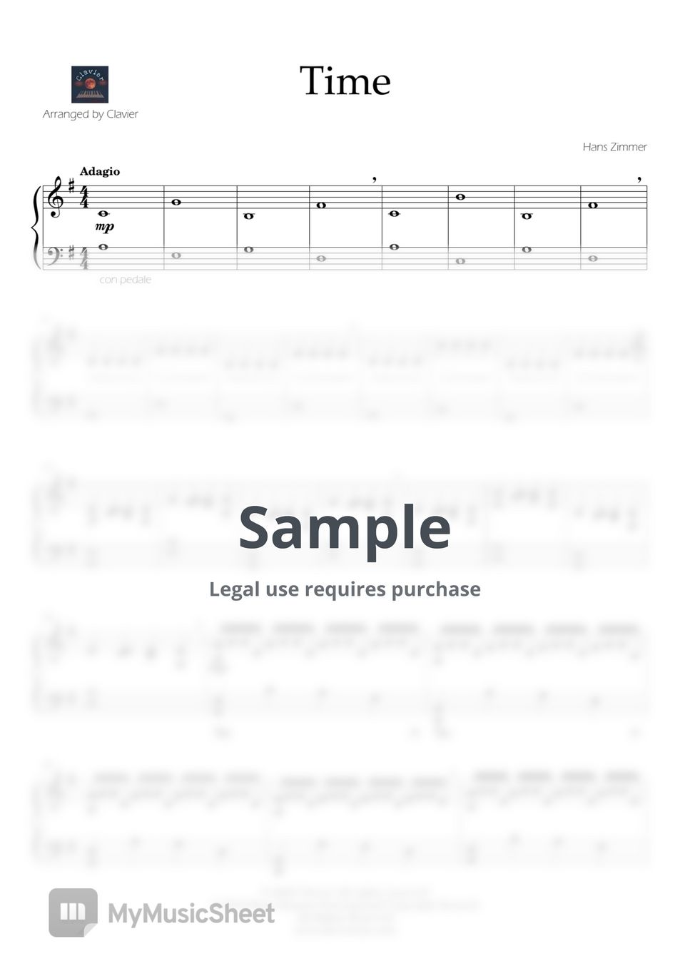Hans Zimmer - Hans Zimmer - Time (From"Inception") Sheet Music by Clavier