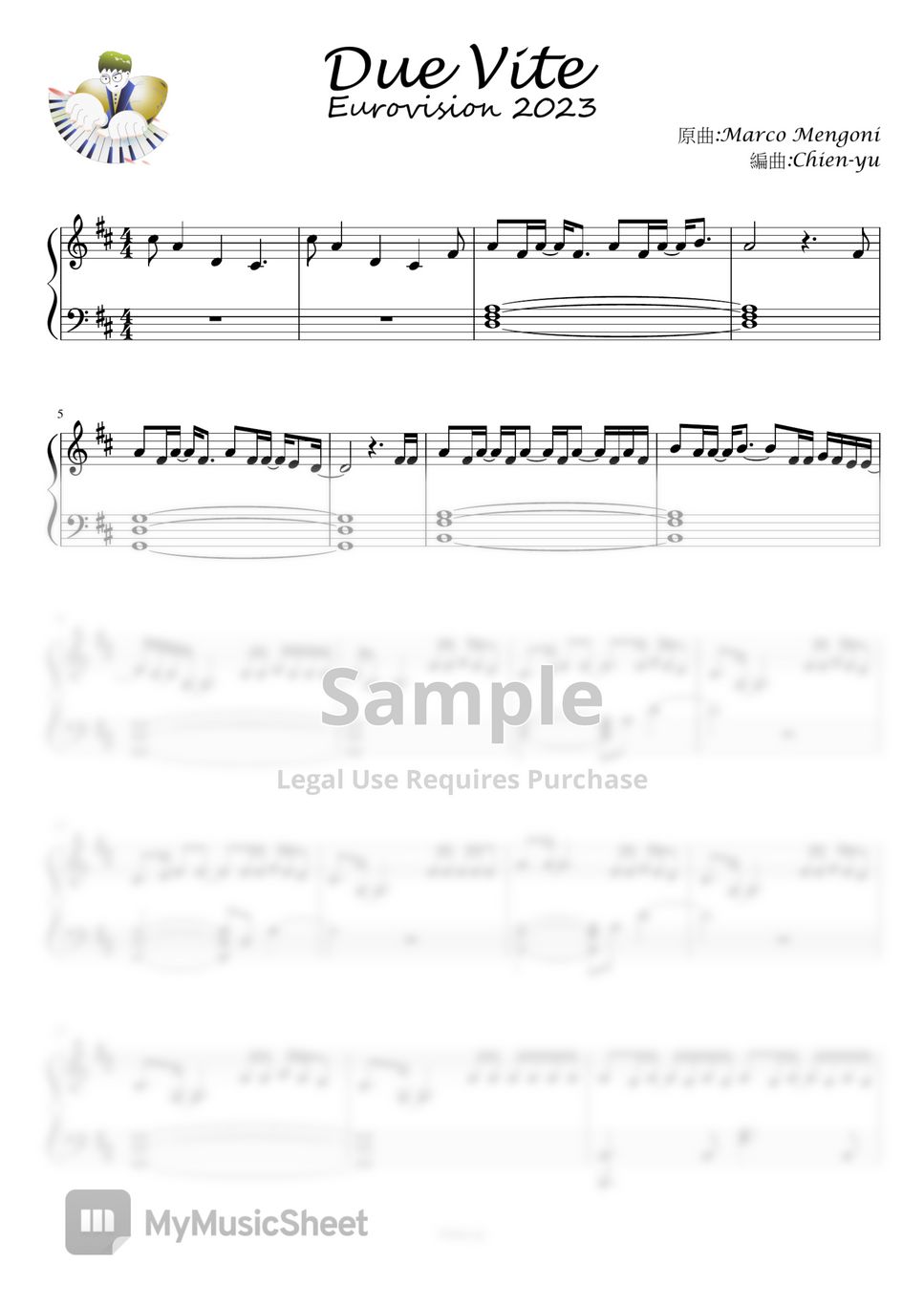 Marco Mengoni - Due Vite Sheet Music by Chien-yu
