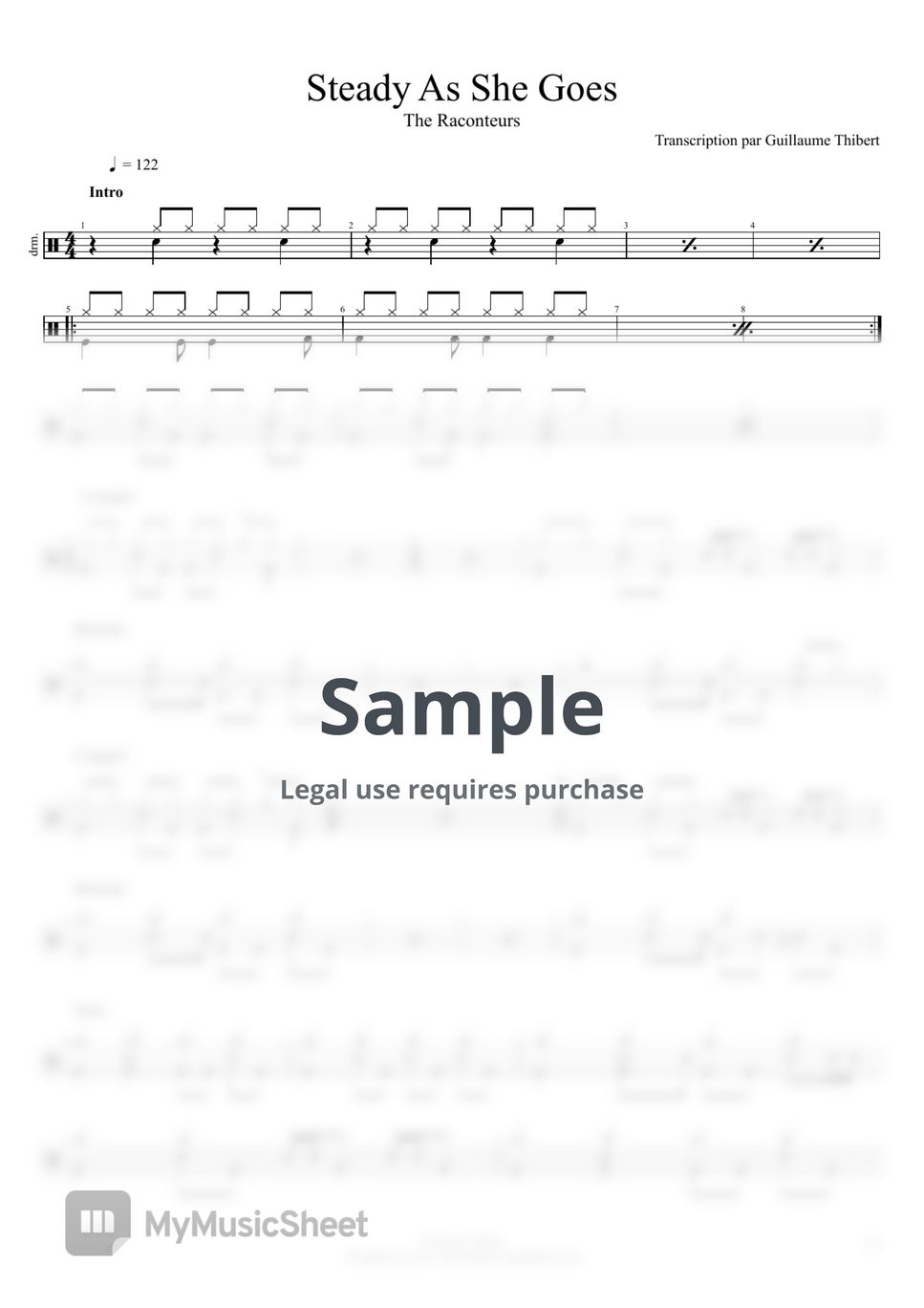 The Raconteurs - Steady As She Goes Sheet Music by Prof de Batterie