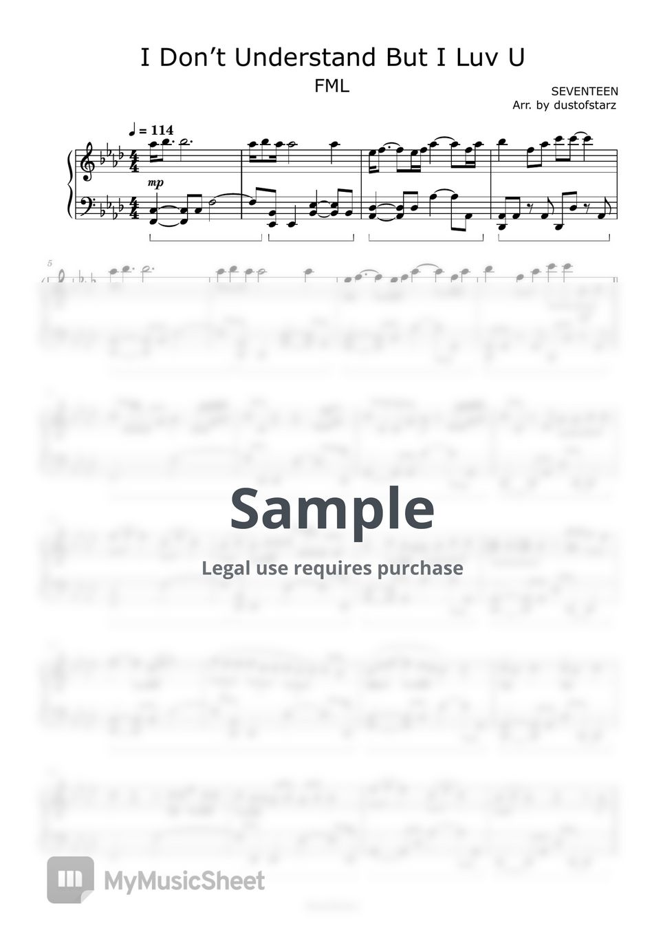 SEVENTEEN - I Don't Understand But I Luv U Sheet Music by dustofstarz