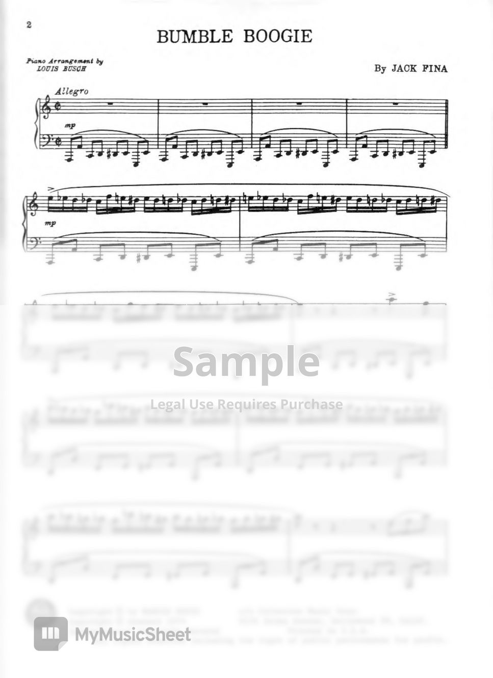 Bumble Boogie by Jack Fina Sheets