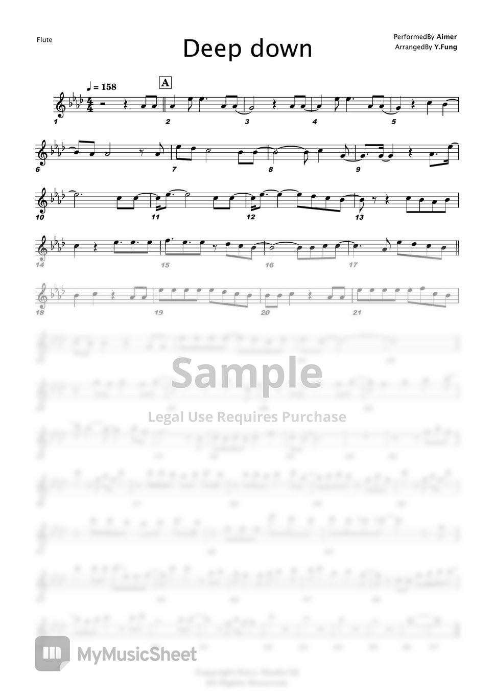 Aimer - Deep Down (フルート演奏) Sheet by FungYip