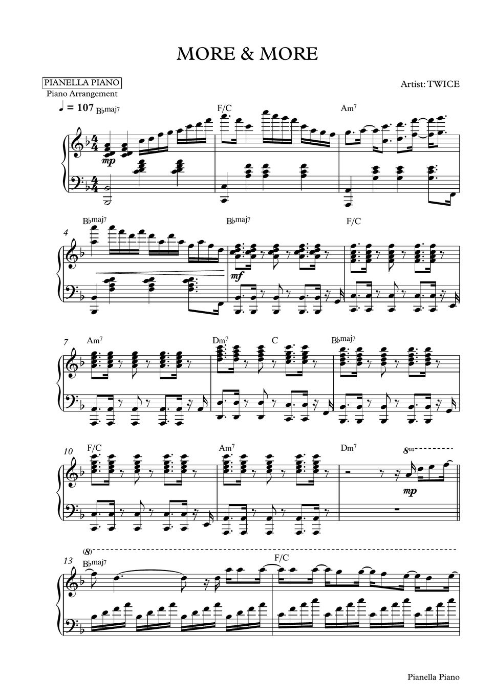 TWICE - MORE & MORE (Piano Sheet) Sheet by Pianella Piano