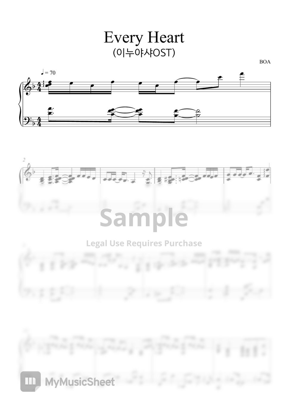 BOA - Every Heart (Inuyasha OST) Sheets by Phrygian studio