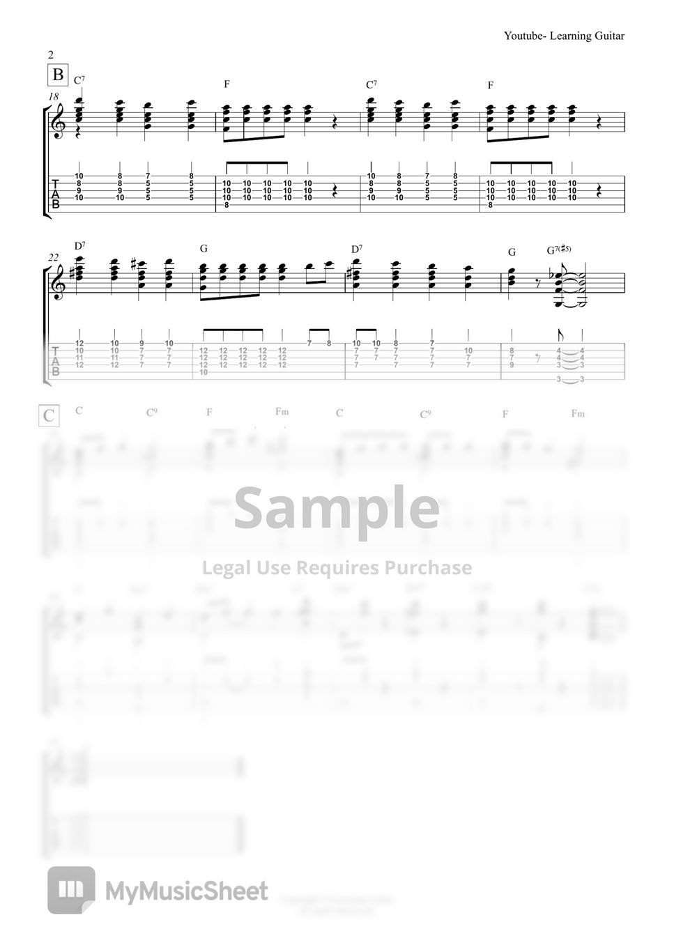 Carol - Santa Claus Comin' to Town (Fingerstyle TAB) Sheet Music by ...