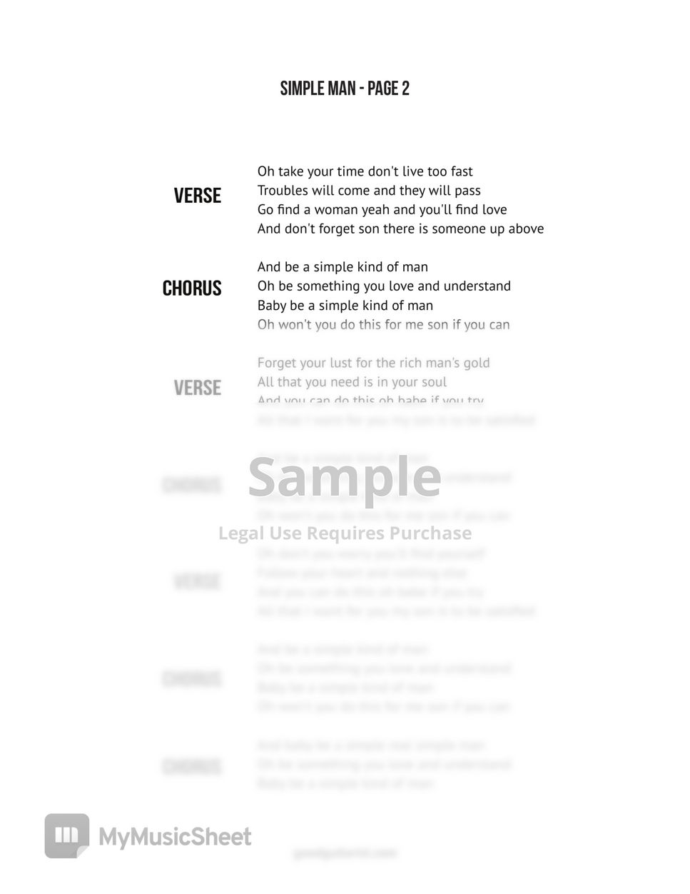 Lynyrd Skynyrd - Simple Man 악보 by GoodGuitarist