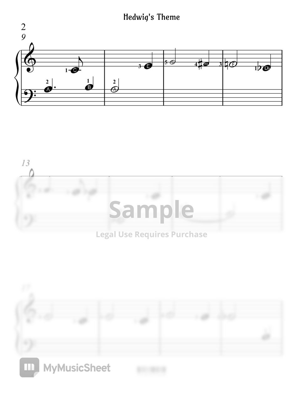 John Williams - [Beginner] Hedwig's Theme (Harry Potter) Sheet Music by ...