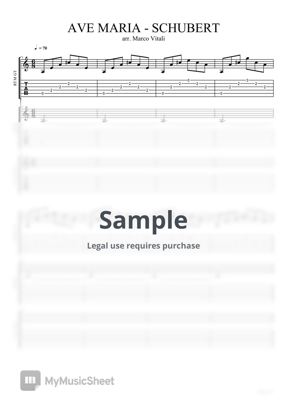 Franz Schubert - Ave Maria Sheets by Marco Vitali