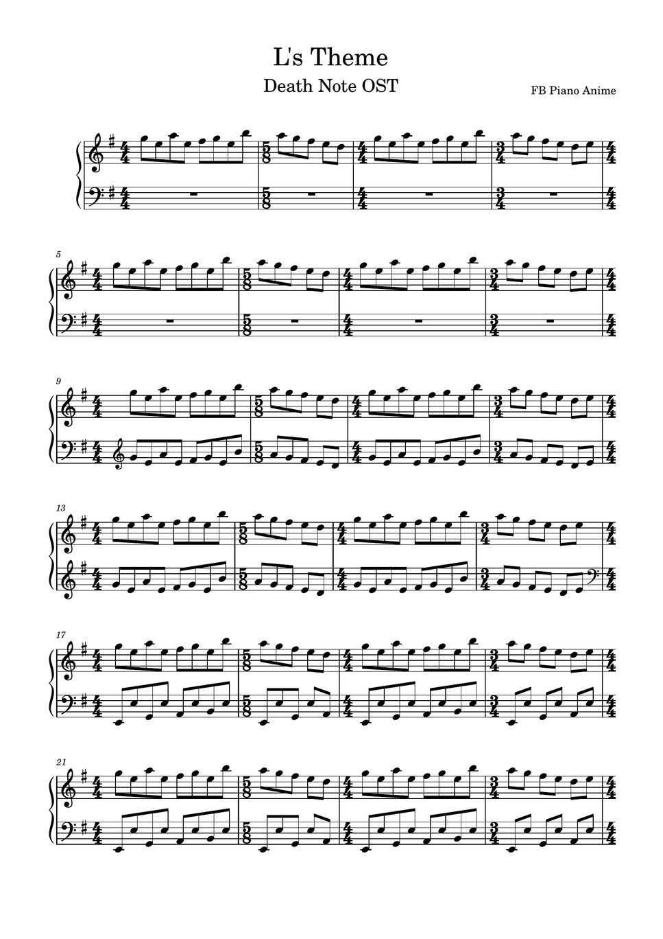 Death Note - L's Theme (Death Note) 曲谱 by FB Piano Anime