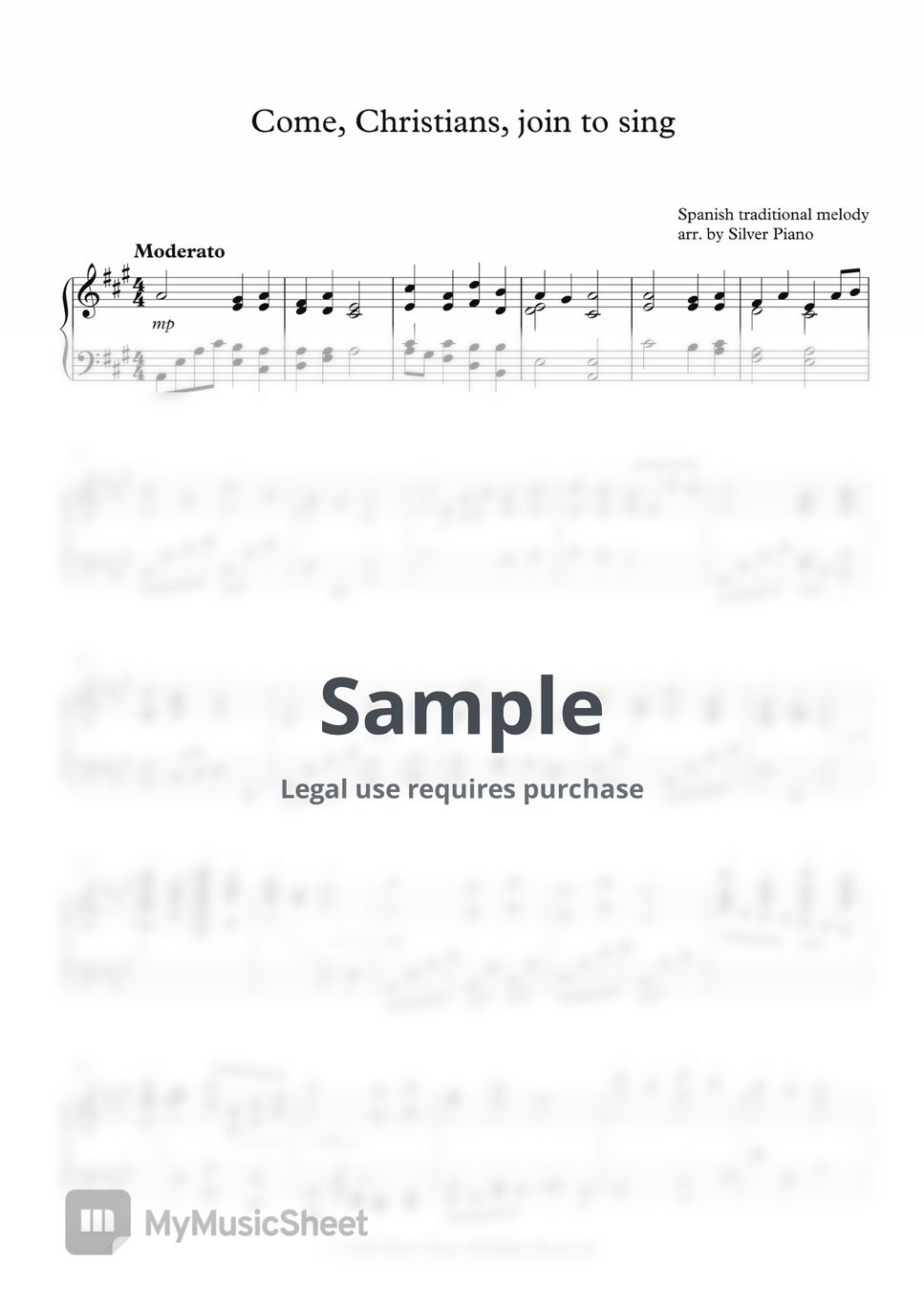 Spanish Traditional Melody 성도여 다 함께 Come Christians Join To Sing 피아노 찬송가 악보 By 은의 피아노