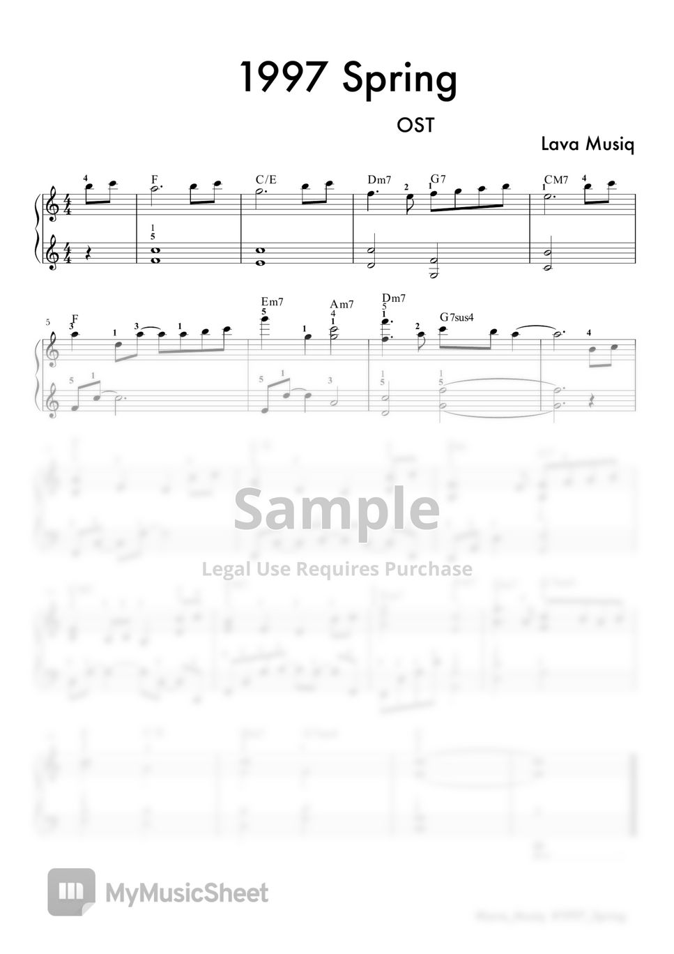 Between Calm And Passion OST - 1997 Spring, What a coincidence (Easy ver.) Sheet Music | Lava ...
