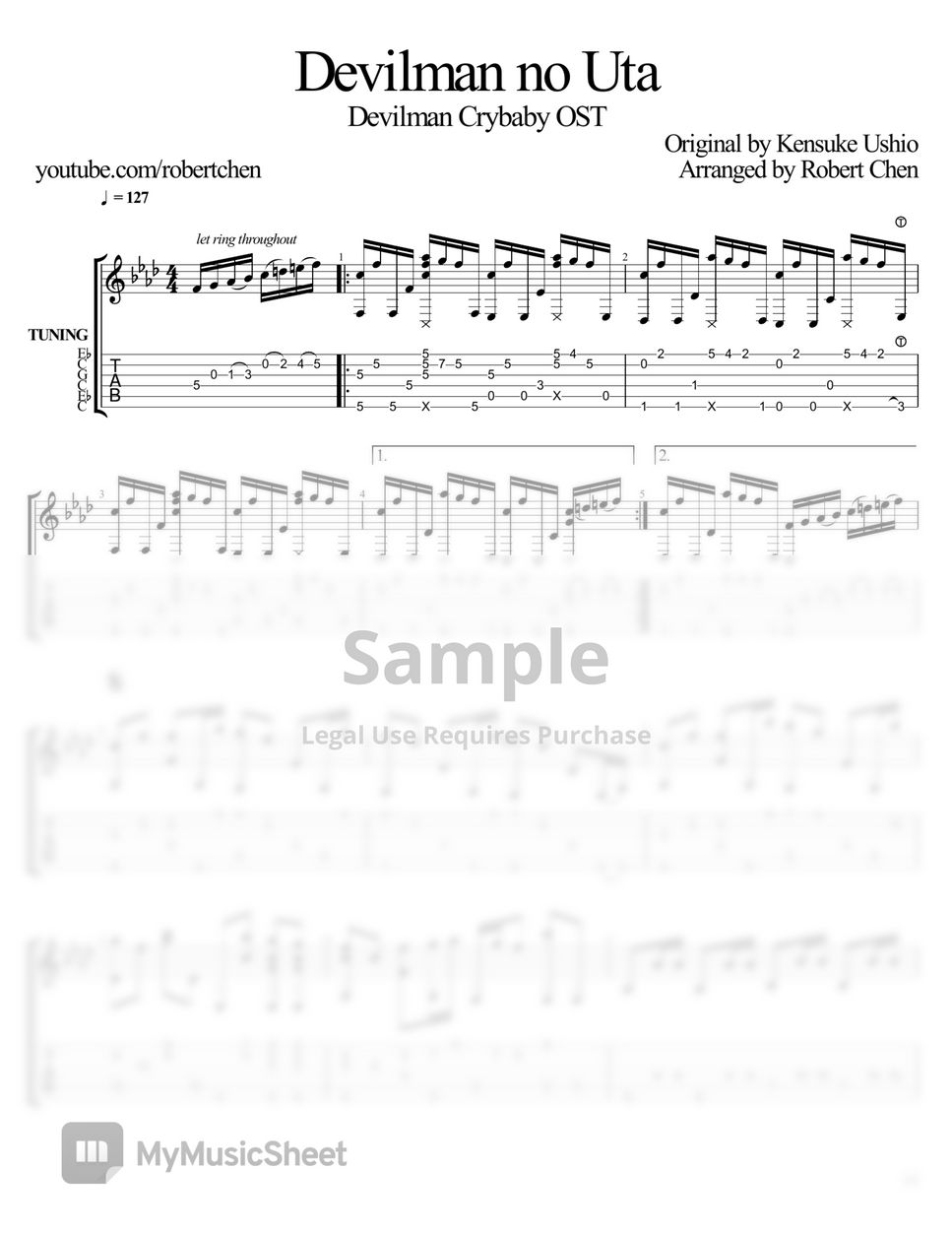 Kensuke Ushio - Devilman Crybaby OST - "Devilman no Uta" Sheet Music by ...