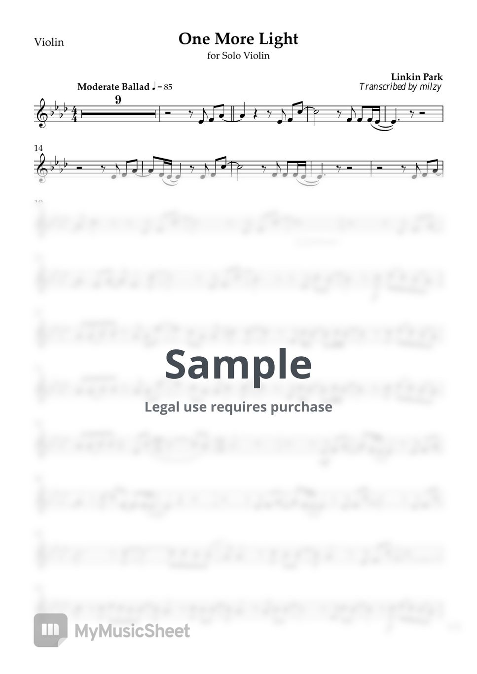 Linkin Park - One More Light (Violin) Sheets by milzy