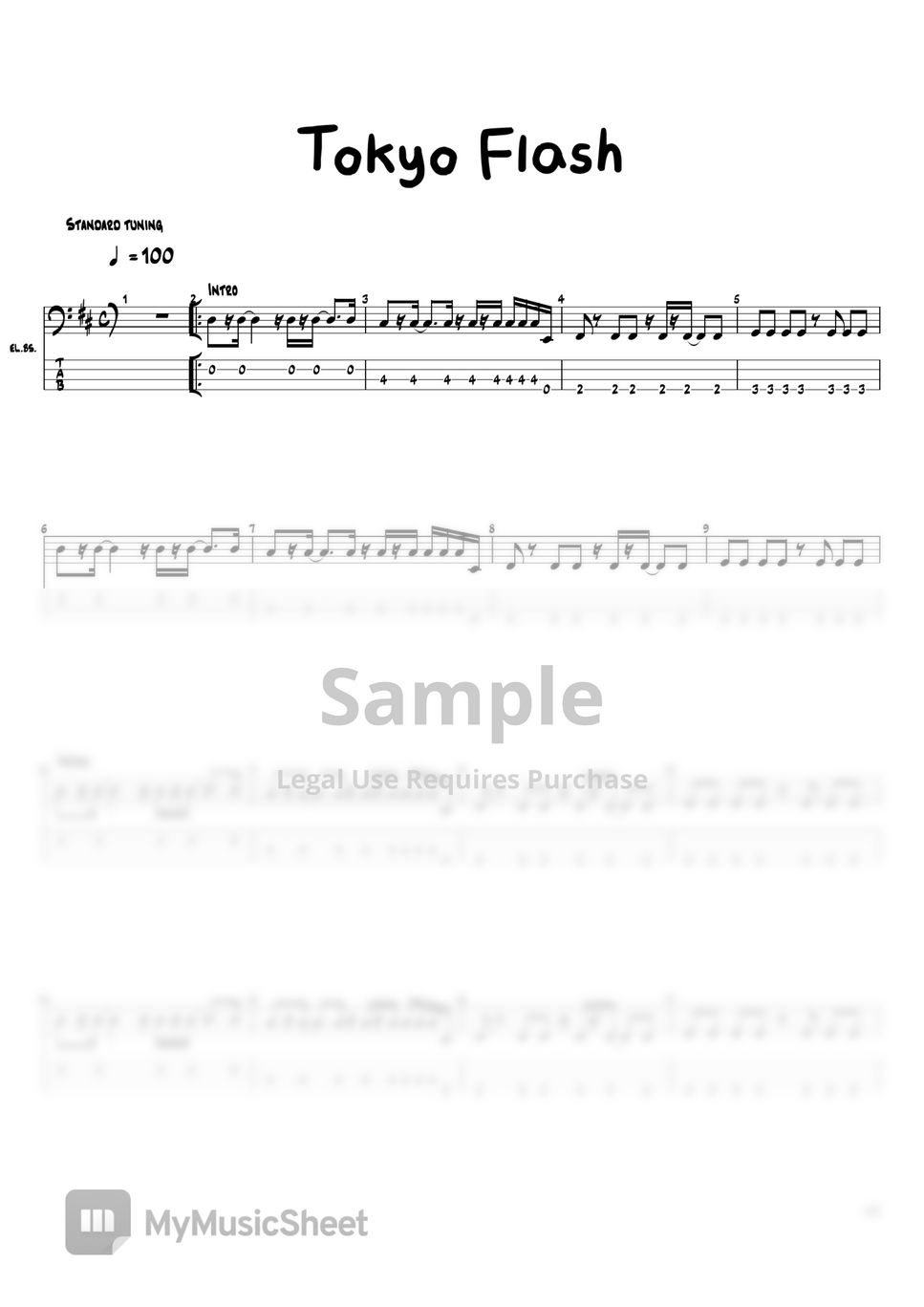 Vaundy - Tokyo Flash 貝斯吉他 六線譜+單譜 PDF | 김날새 | mymusic5