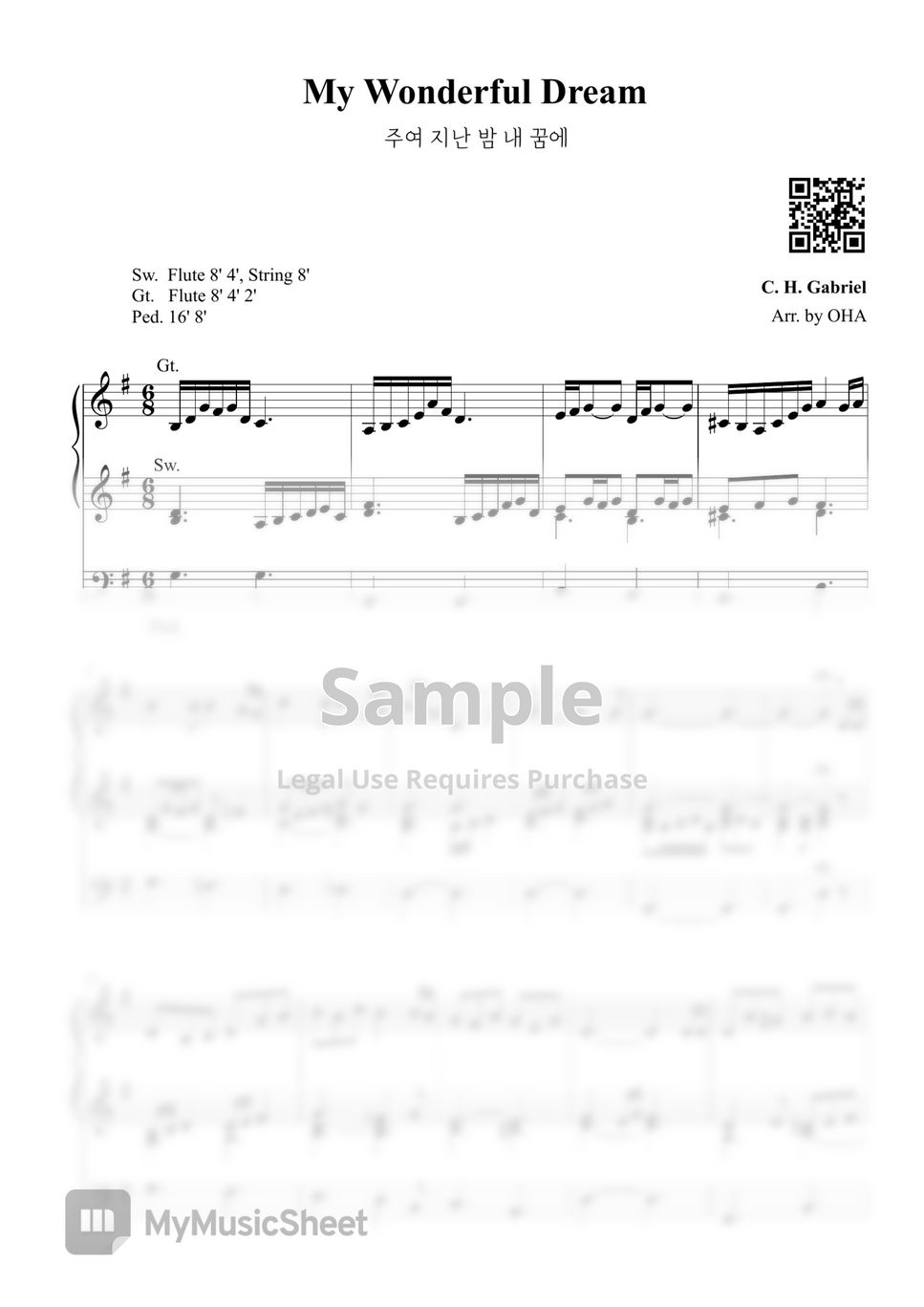 C. H. Gabriel - My Wonderful Dream (Organ Prelude) Sheet Music by OHA