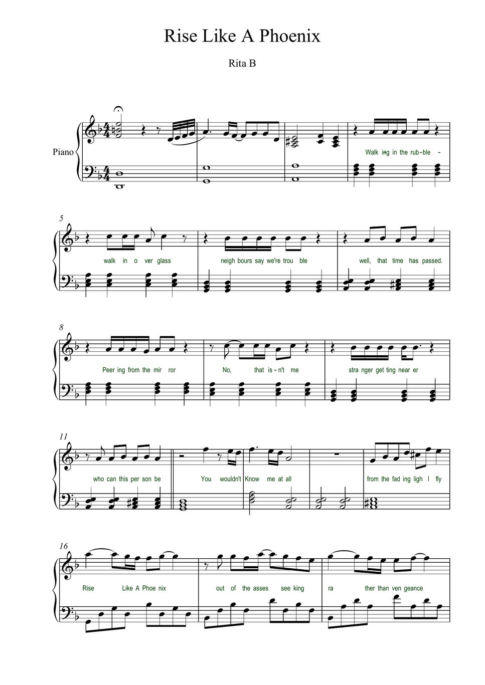 Conchita Wurst - Rise Like a Phoenix (Lyrics, chords) Sheets by Rita B