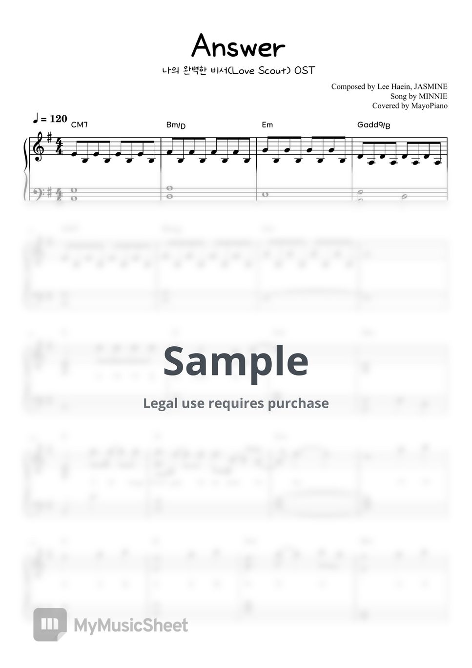 MINNIE - 나의 완벽한 비서(Love Scout) OST - Answer Sheets by MayoPiano