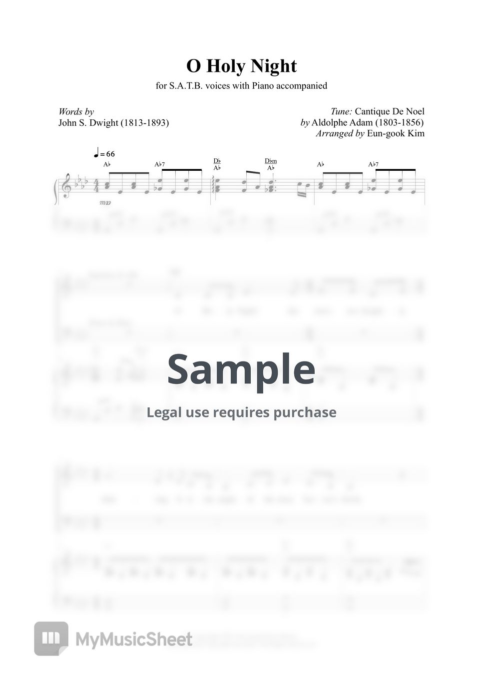 Eun-gook Kim - Oh Holy Night (SATB Choir / hymn) Sheets by Eun-gook Kim