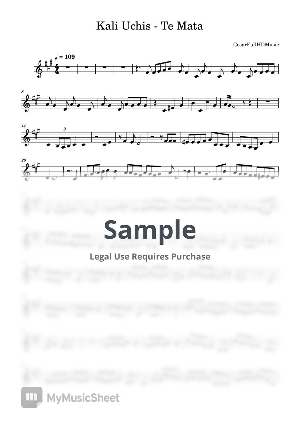 Kali Uchis - Te Mata Sheet Music