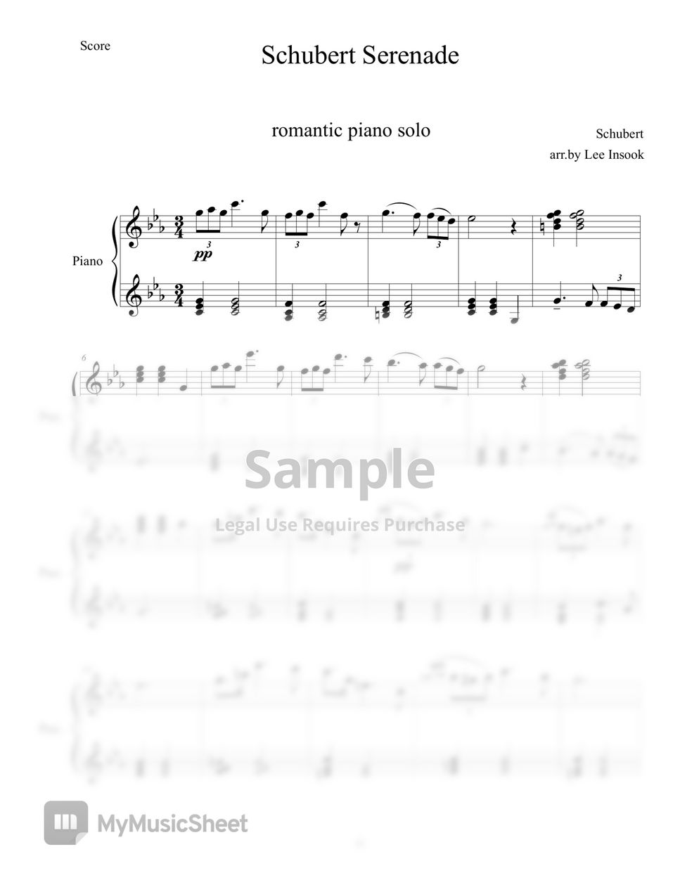Schubert Serenade Piano Sheet Music PDF | mymusic5