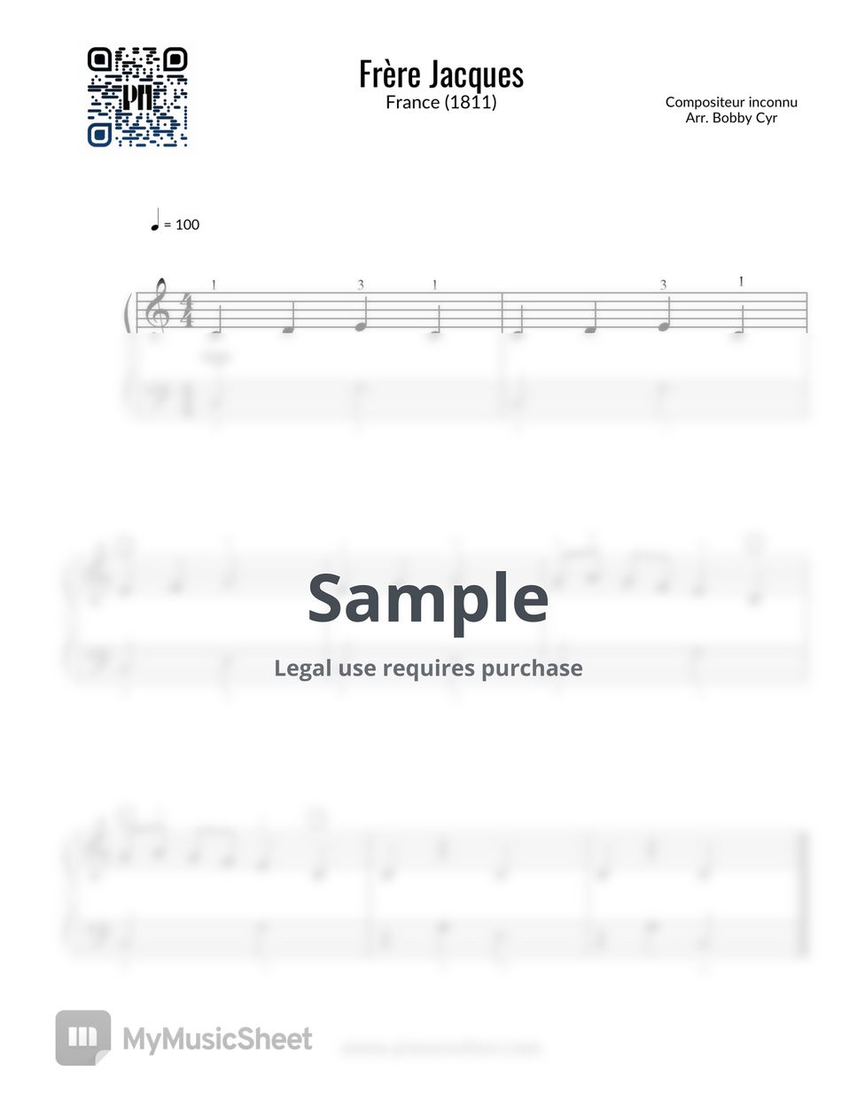 Frère Jacques (Piano Solo) 楽譜 by Piano Notion