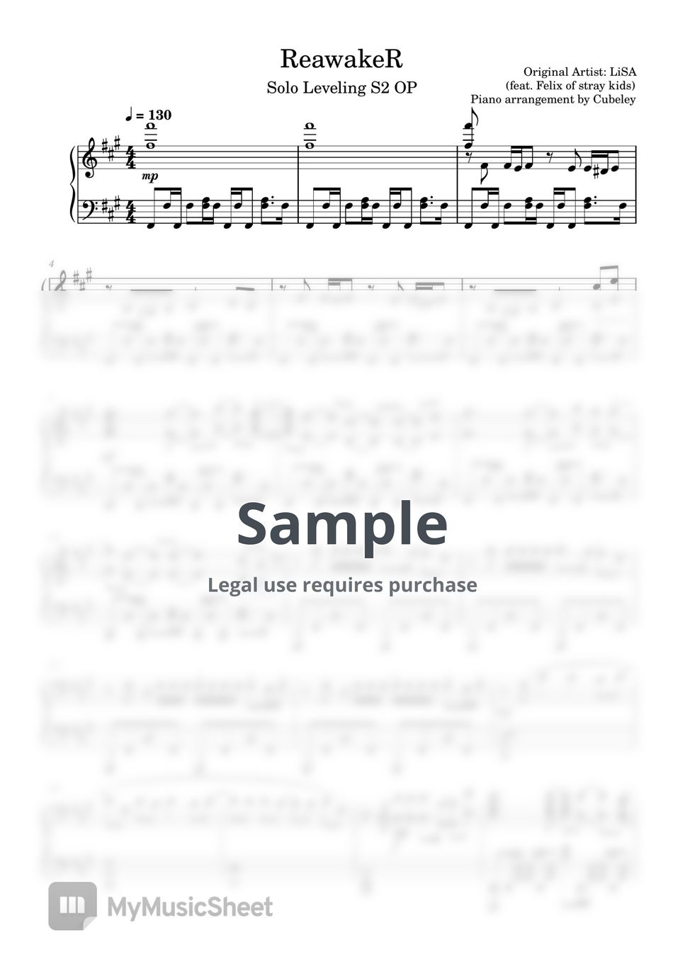LiSA (feat. Felix of Stray Kids) - ReawakeR - Solo Leveling S2 OP Noten ...