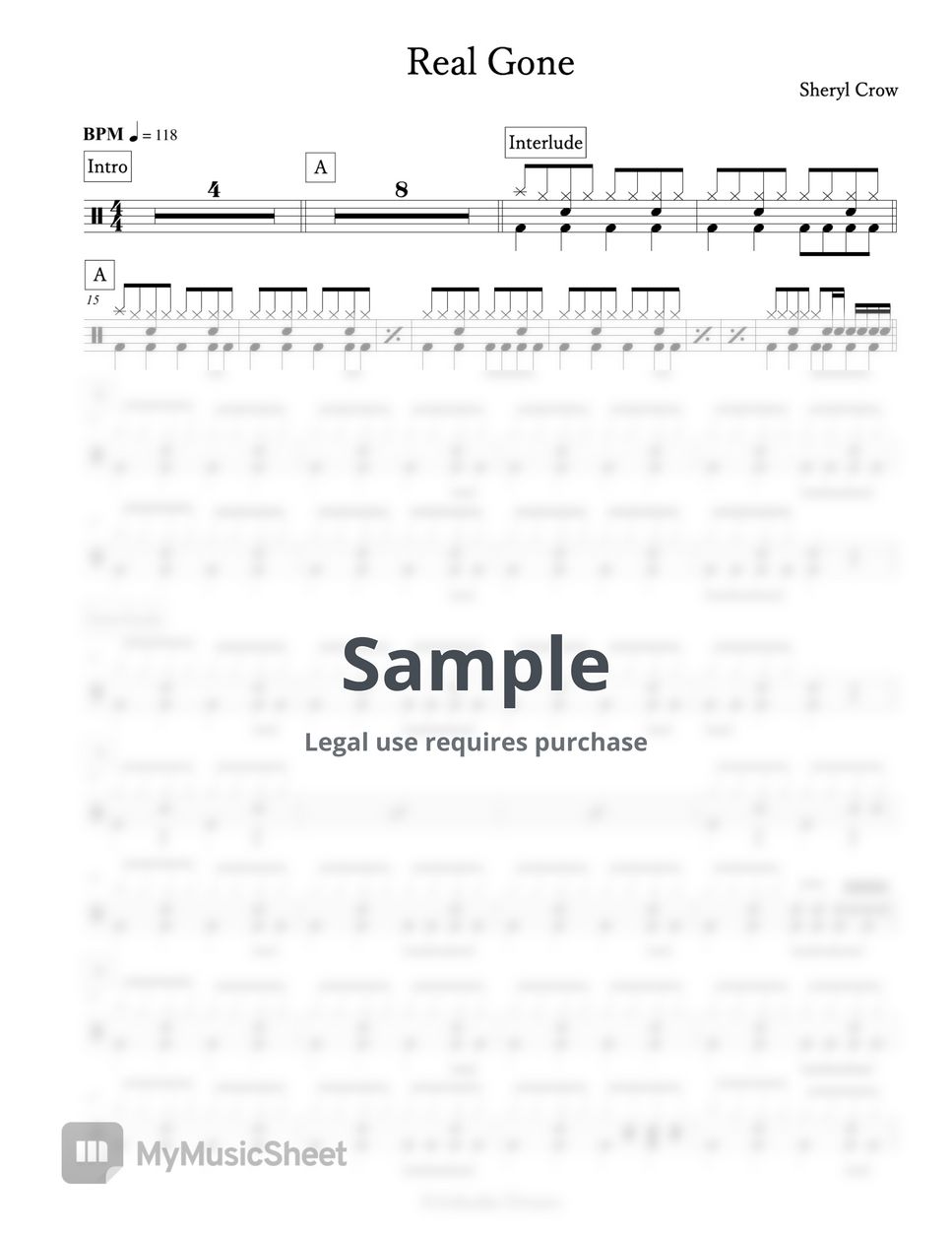 Sheryl Crow - Real Gone 악보 by Arkadia Drums