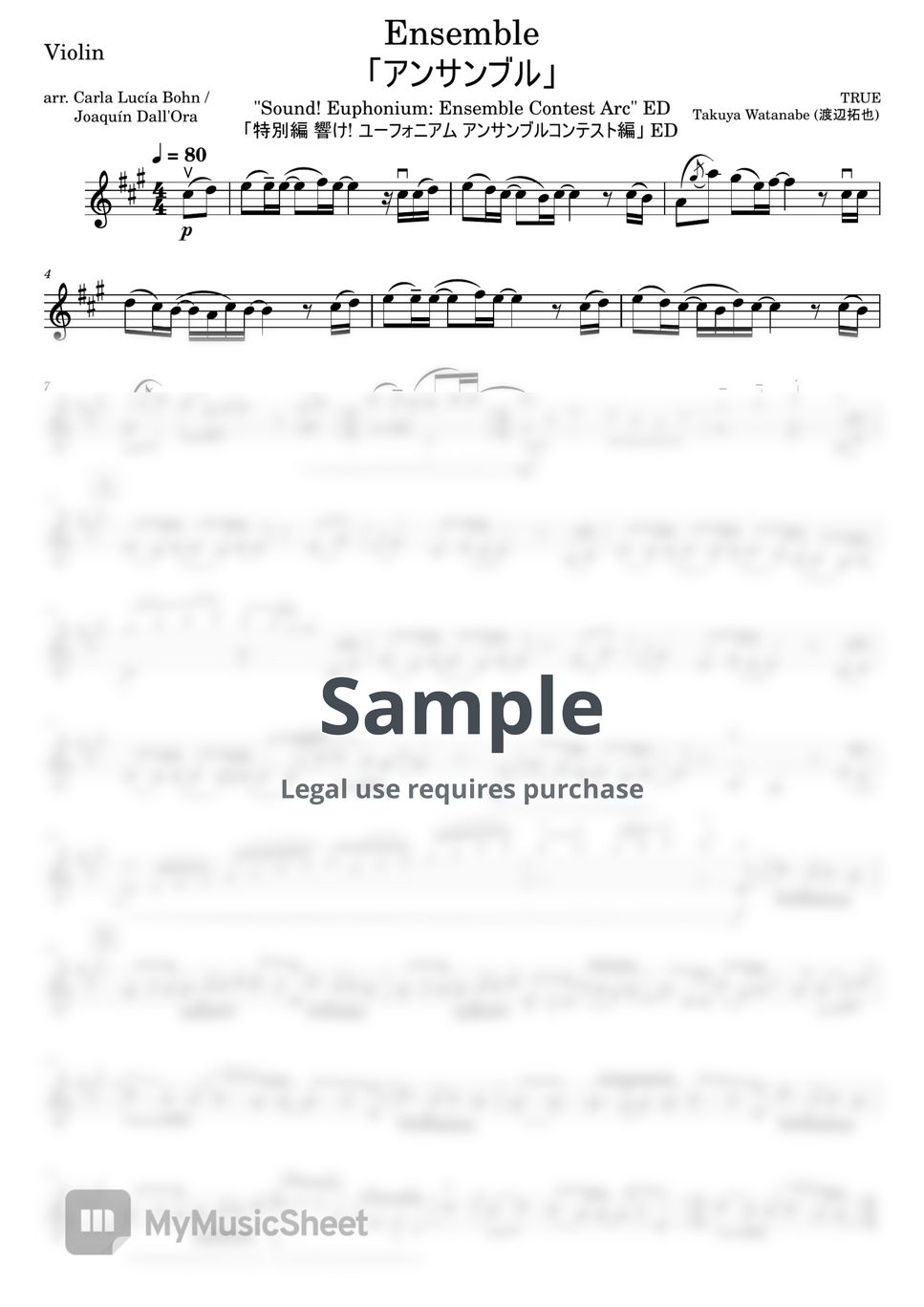 TRUE - Ensemble | "Sound! Euphonium: Ensemble Contest Arc" ED 악보 by ...