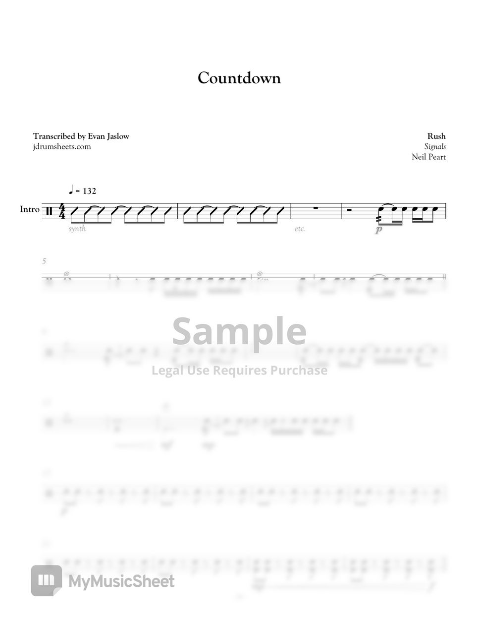 Rush - Countdown Sheets by Evan Jaslow