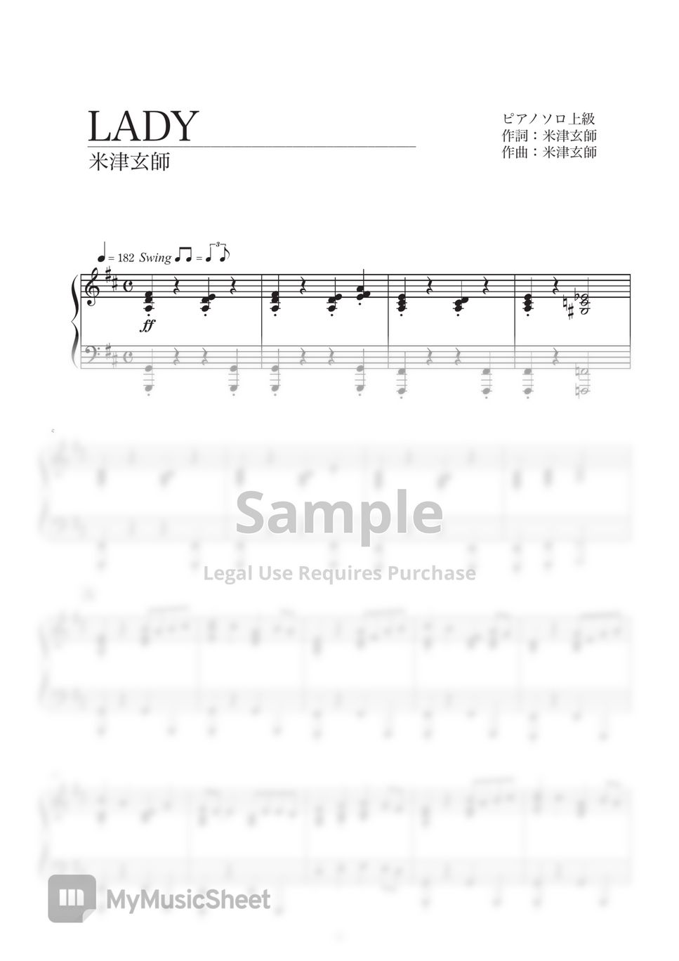 米津玄師 - LADY Sheets by HARU KOBA