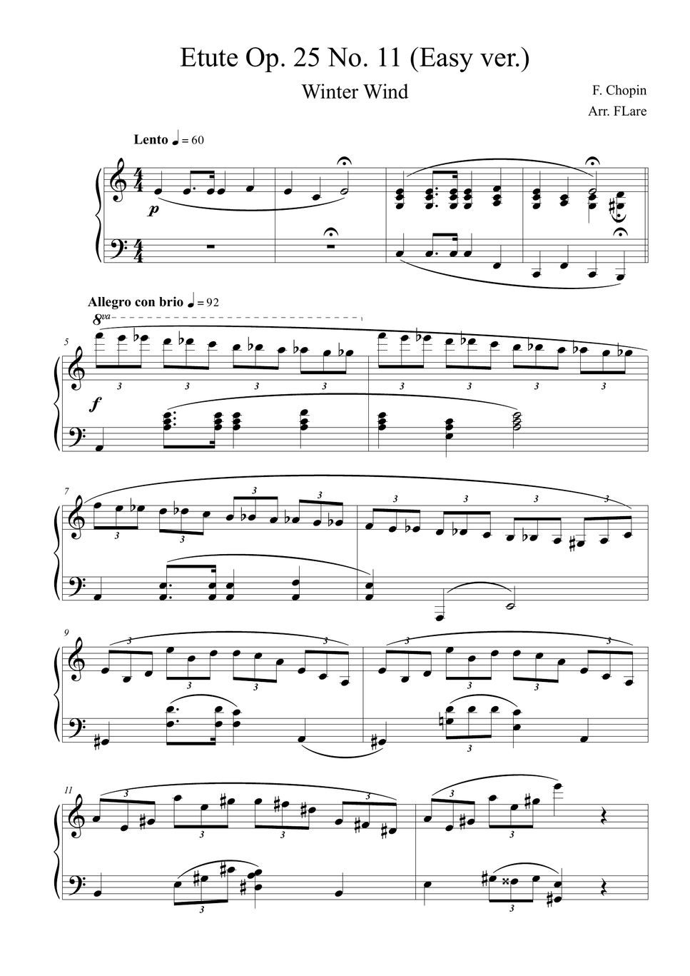 F. Chopin - Etude Op.25 No.11 Winter wind (Easy ver.) Hoja by FLare